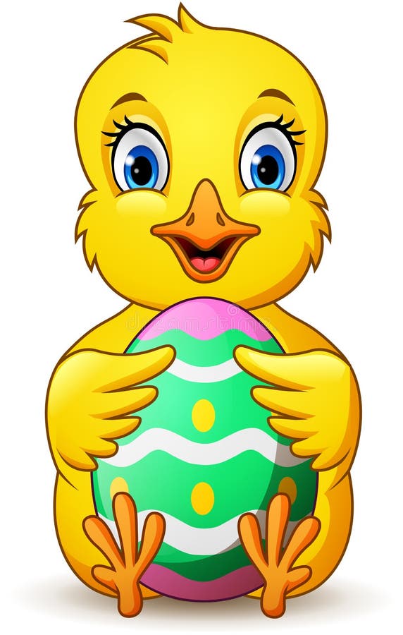 Cartoon Little Chick with Egg Stock Vector - Illustration of holiday ...