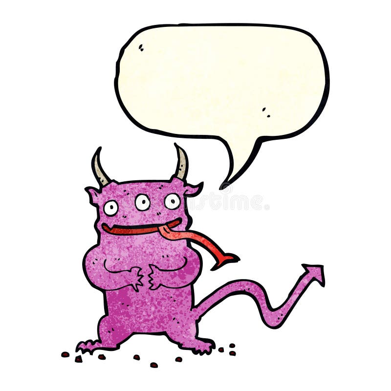 Cartoon Little Demon with Speech Bubble Stock Illustration ...
