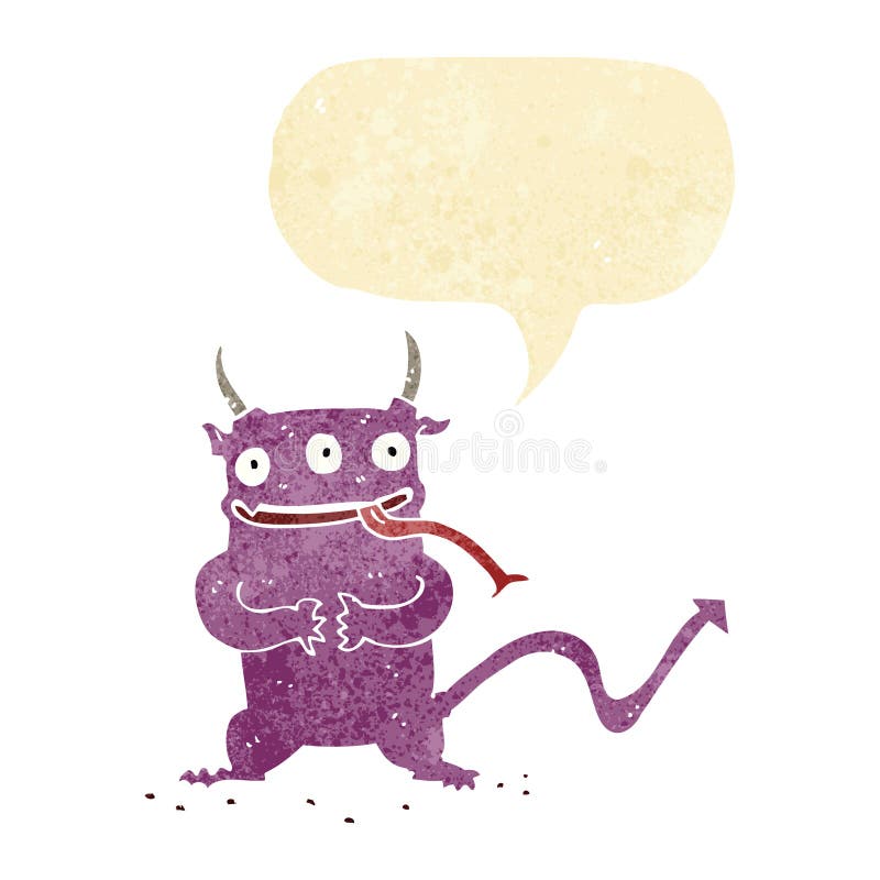 Cartoon Little Demon with Speech Bubble Stock Illustration ...