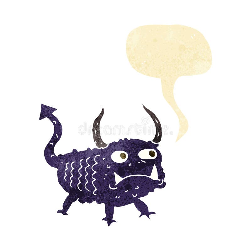 Cartoon Little Demon with Speech Bubble Stock Illustration ...