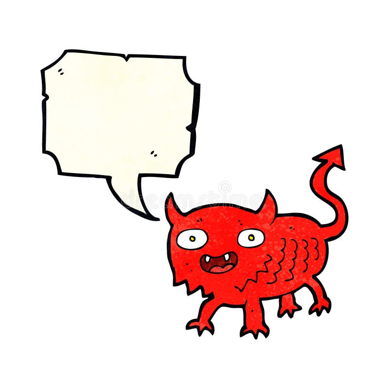 Cartoon Little Demon with Speech Bubble Stock Illustration ...