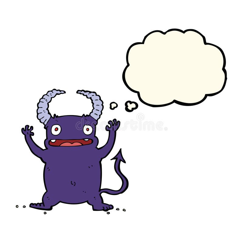 Cartoon Little Devil with Thought Bubble Stock Illustration ...