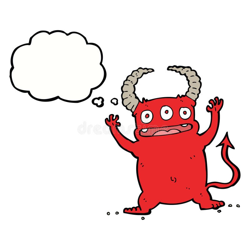 Cartoon Little Devil with Thought Bubble Stock Illustration ...