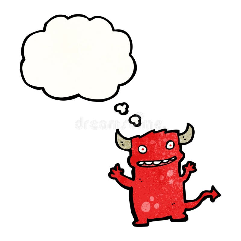Cartoon Little Devil with Thought Bubble Stock Vector - Illustration of ...