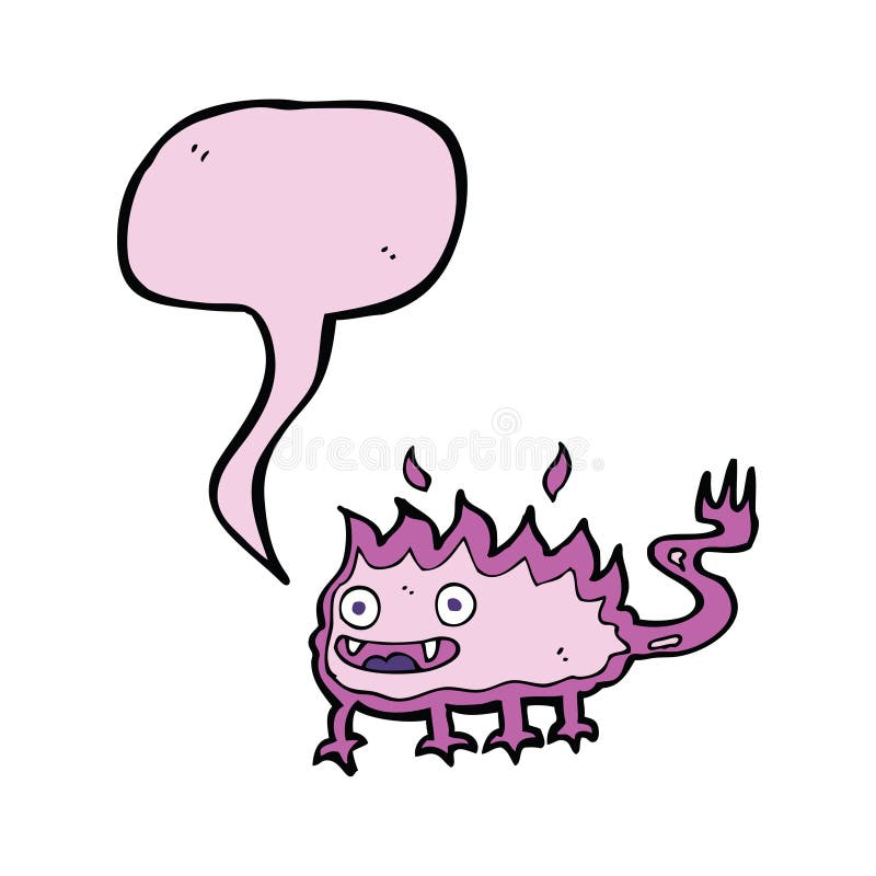 Cartoon Little Fire Demon with Speech Bubble Stock Illustration ...