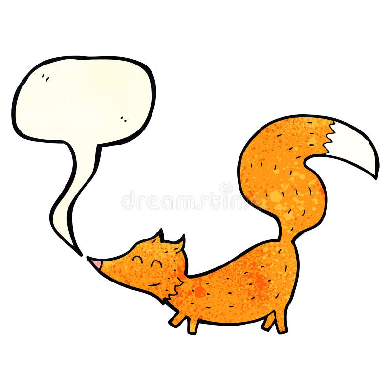 Cartoon Little Fox with Speech Bubble Stock Illustration - Illustration ...
