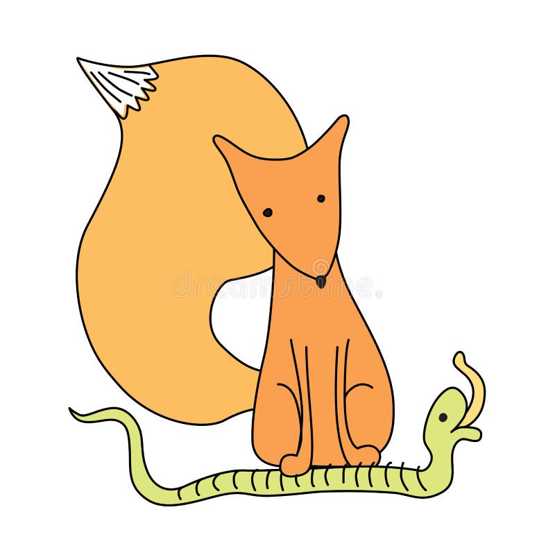 Cartoon Little Fox with Speech Bubble Stock Illustration - Illustration ...