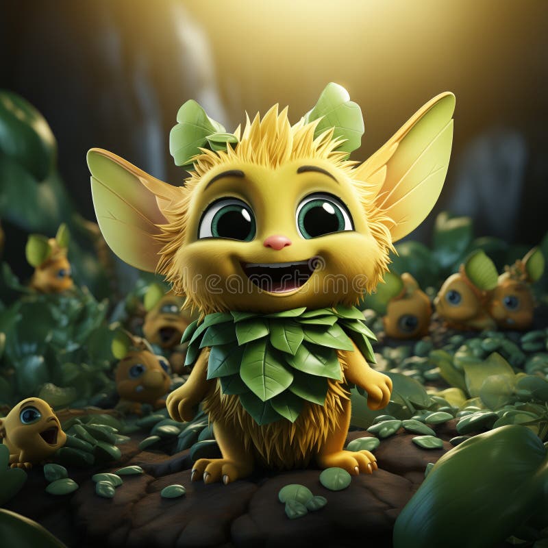 Cartoon Little Funny Pixie on Abstract Background. Stock Image - Image of smiling, card: 343760813