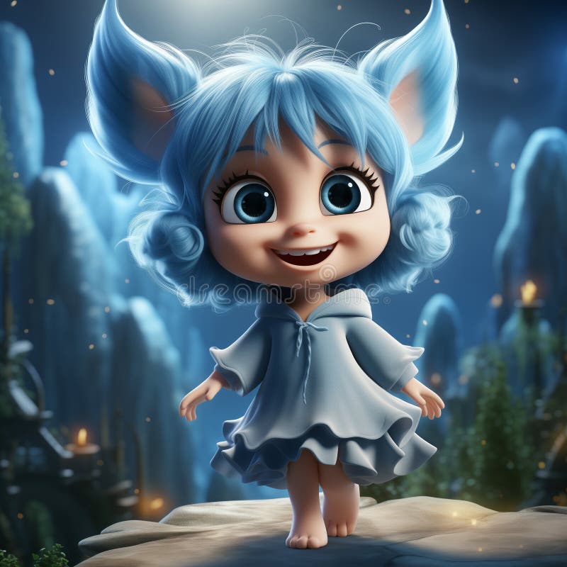 Cartoon Little Funny Pixie on Abstract Background. Stock Photo - Image of pixie, pleasure: 343762488