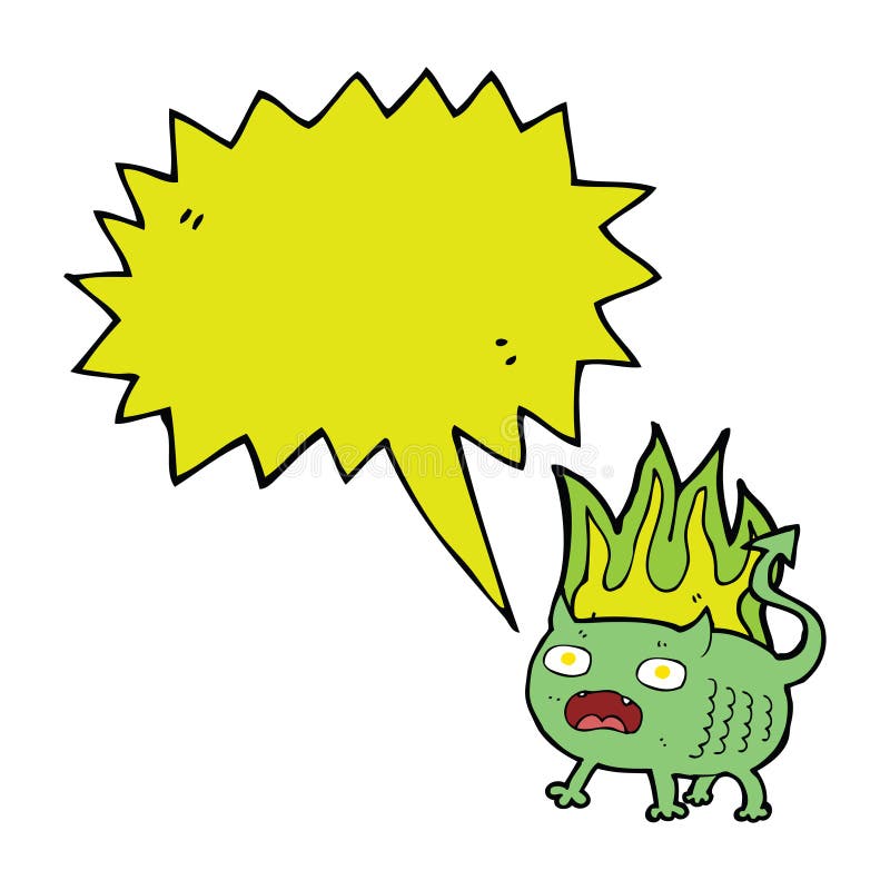 Cartoon Little Imp with Speech Bubble Stock Illustration - Illustration ...