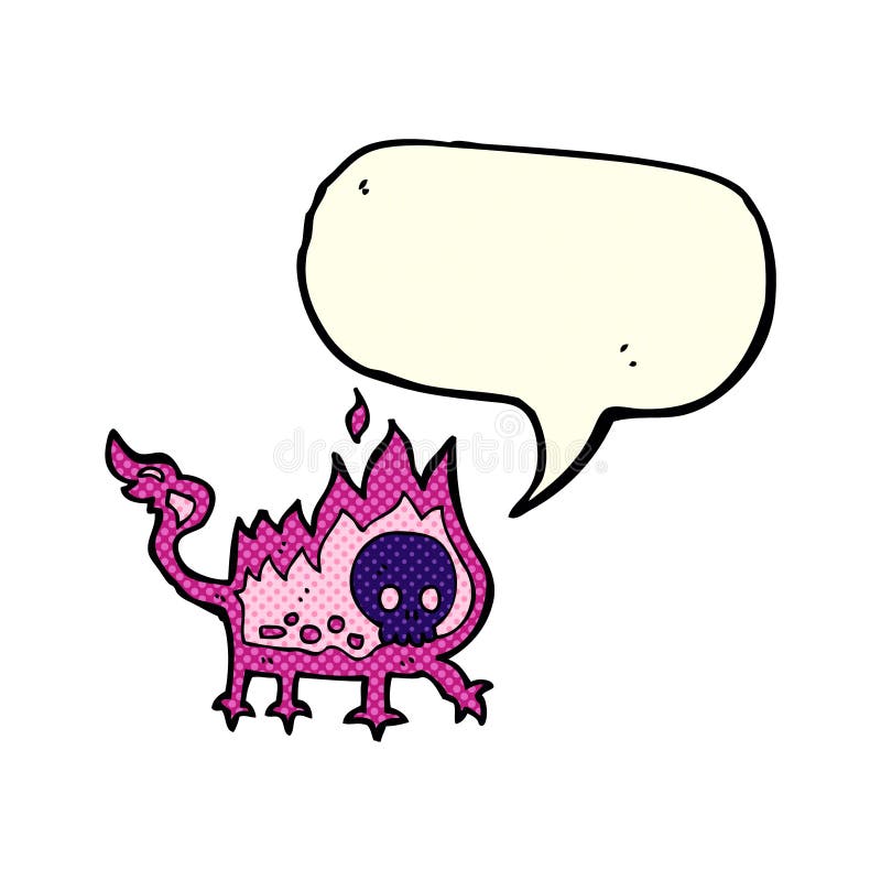 Cartoon Little Imp with Speech Bubble Stock Illustration - Illustration ...