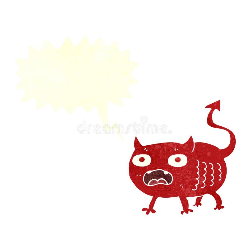 Cartoon Little Imp with Speech Bubble Stock Illustration - Illustration ...