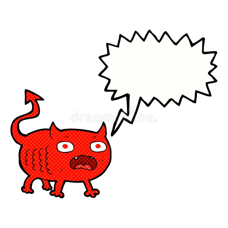 Cartoon Little Imp with Speech Bubble Stock Illustration - Illustration ...