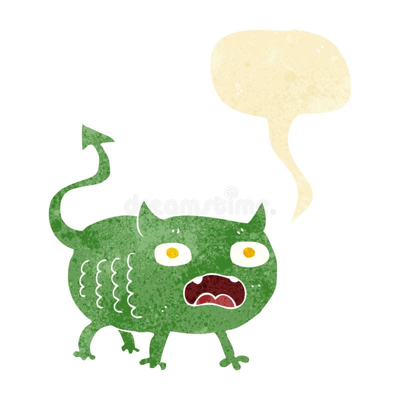 Cartoon Little Imp with Speech Bubble Stock Illustration - Illustration ...
