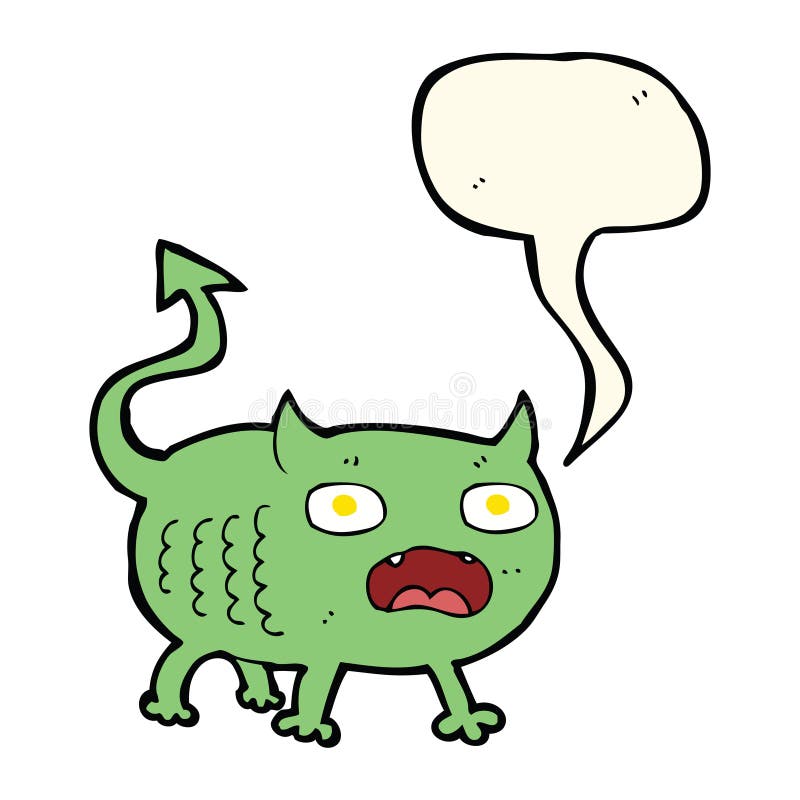 Cartoon Little Imp with Speech Bubble Stock Illustration - Illustration ...
