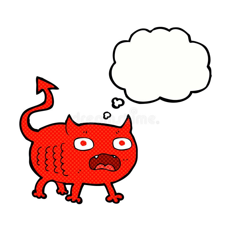 Cartoon Little Imp with Thought Bubble Stock Illustration ...