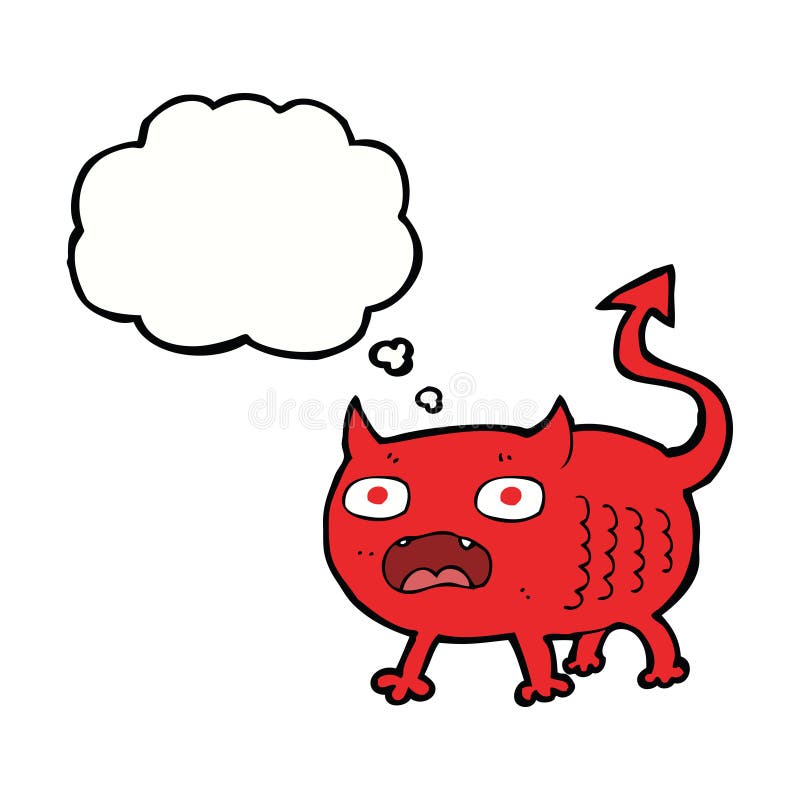 Cartoon Little Imp with Thought Bubble Stock Illustration ...
