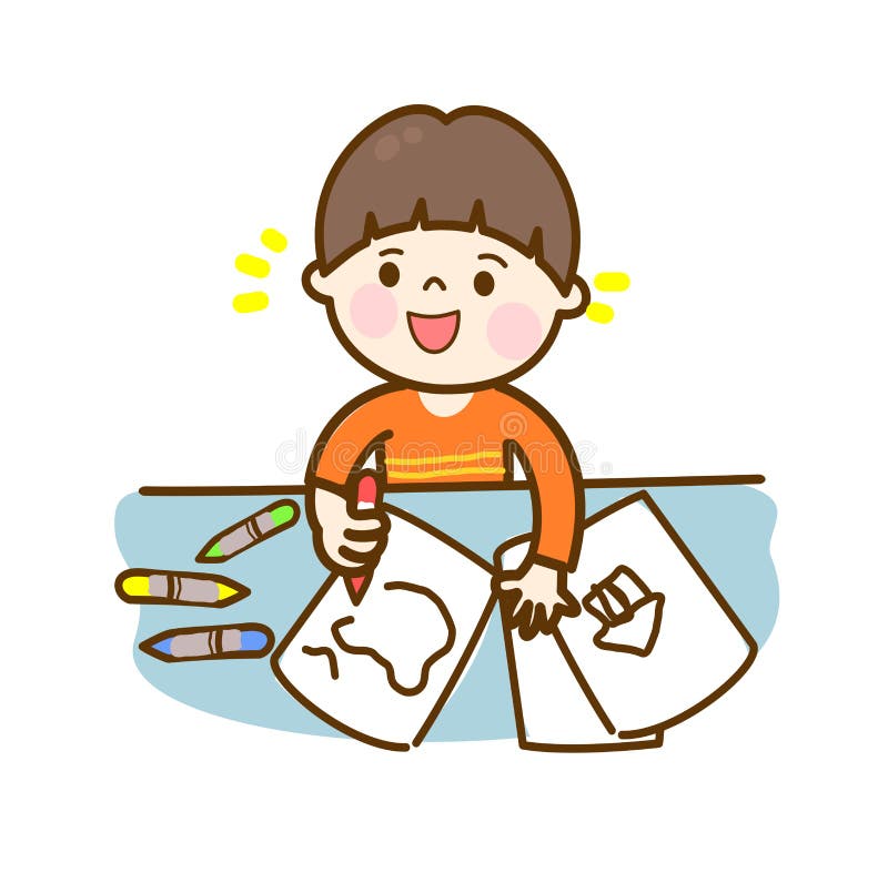 Cartoon Little Kids Education Vector. Stock Vector - Illustration of ...