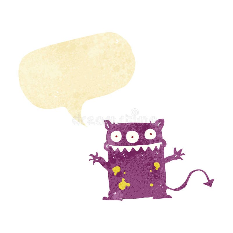 Cartoon Little Monster with Speech Bubble Stock Illustration ...