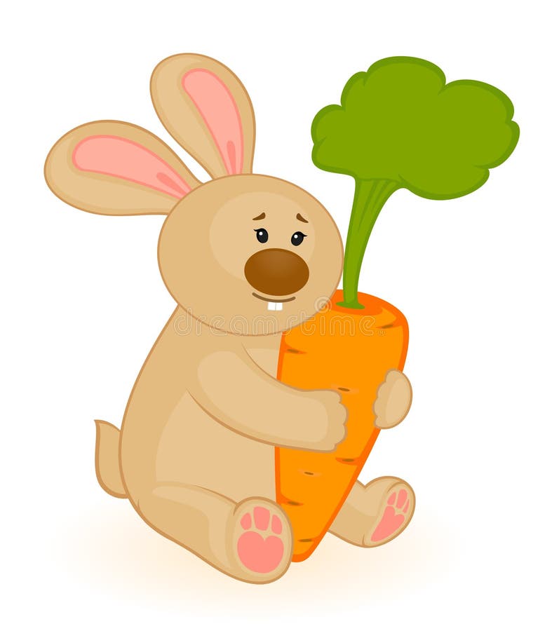 Cartoon Little Toy Bunny with Carrot Stock Vector - Illustration of ...