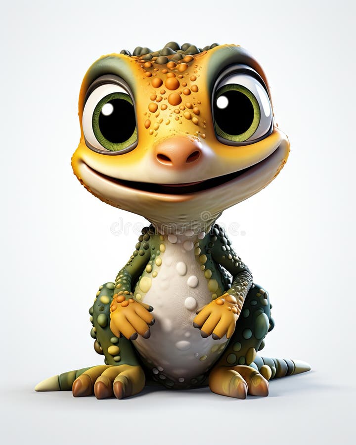 A Cartoon Lizard with Big Eyes and a Green Jacket on. Generative Ai ...
