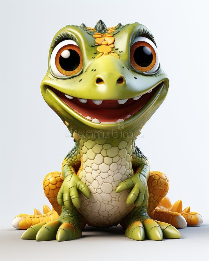 A Cartoon Lizard with Big Eyes and a Smile on Its Face. Generative Ai ...