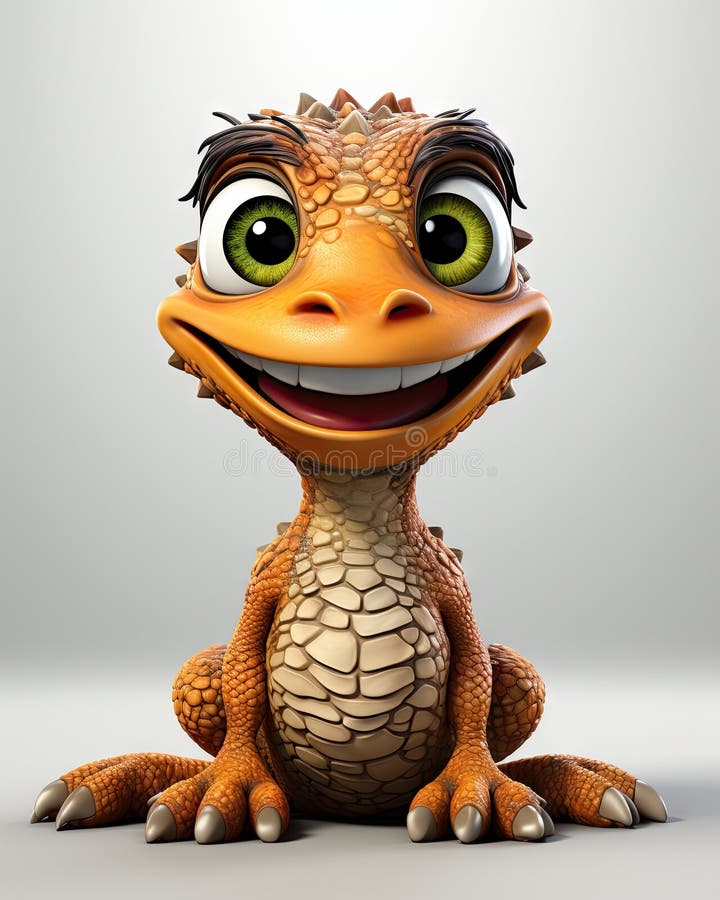 A Cartoon Lizard with Big Eyes and a Smile on Its Face. Generative Ai ...