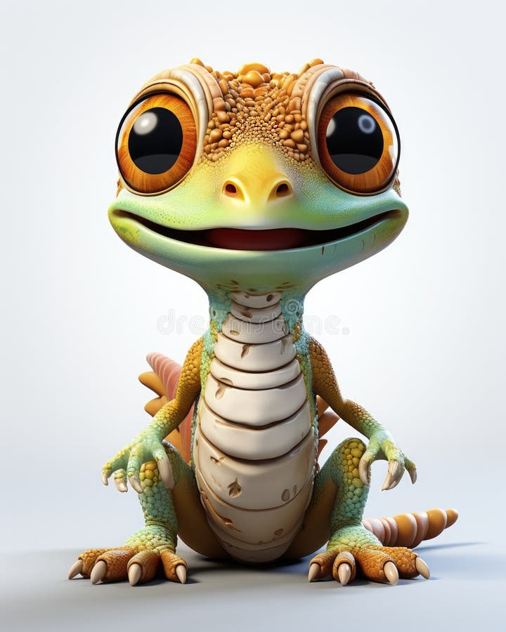 A Cartoon Lizard with Big Eyes and a Smile on Its Face. Generative Ai ...