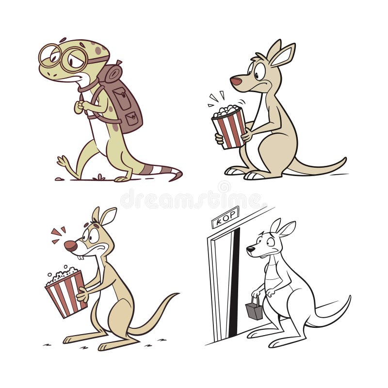 Cartoon Lizard and Kangaroo Comic Progression Stock Vector ...