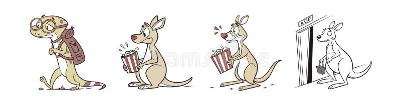Cartoon Lizard and Kangaroo Comic Progression Stock Vector ...