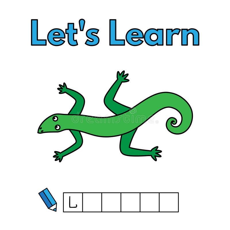 Cartoon Lizard Learning Game for Kids Stock Vector - Illustration of ...