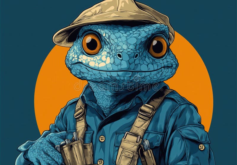 Cartoon Lizard Master Blue Background Stock Photos - Free & Royalty ...