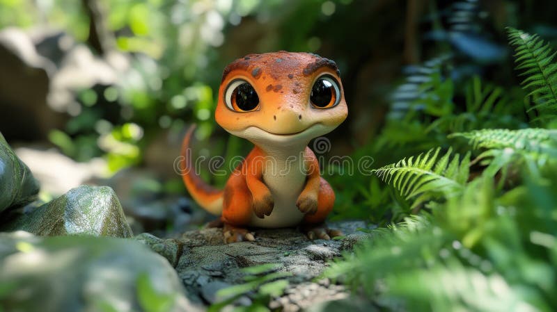 Cartoon Lizard Small. Selective Focus Stock Image - Image of happy ...