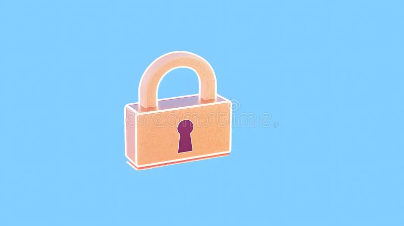 Cartoon Lock on a Blue Background Stock Illustration - Illustration of ...