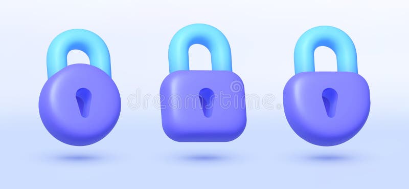 Cartoon Lock Set 3d for Web Design. Vector Illustration Stock Vector ...