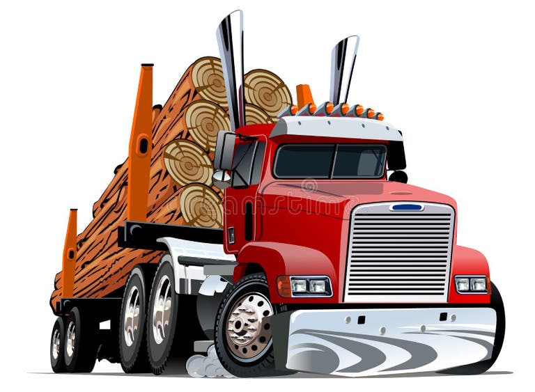 Cartoon logging truck stock vector. Illustration of cargo - 176240575