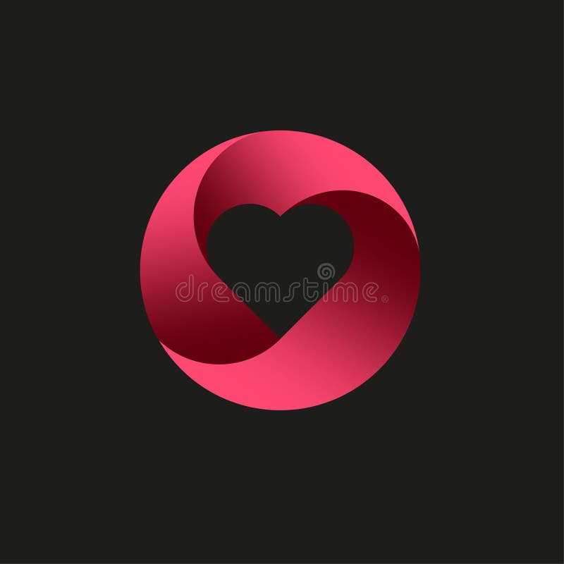 Cartoon Logo Heart Circle. Red Heart. Love Concept. Vector Illustration ...