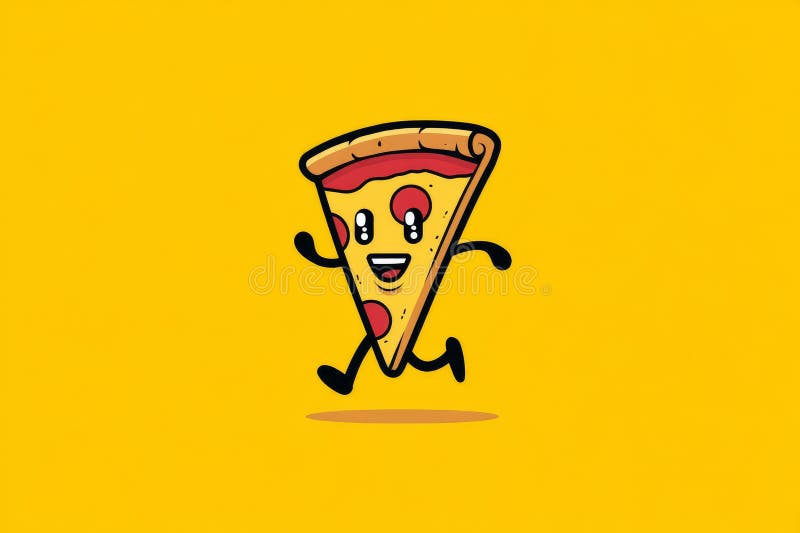 A Cartoon Logo of a Pizza Running. Generative AI. Stock Illustration ...