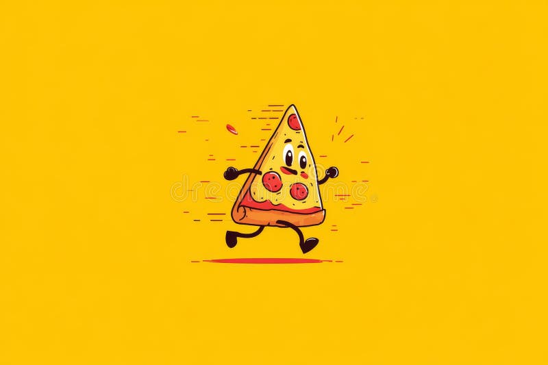 A Cartoon Logo of a Pizza Running. Generative AI. Stock Illustration ...