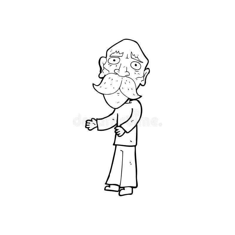 Cartoon lonely old man stock illustration. Illustration of drawing ...