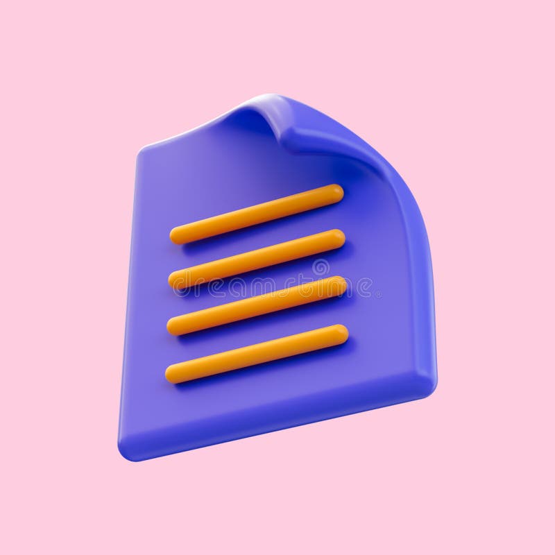 Cartoon Look Document Icon 3d Render Concept for Official Sheet ...