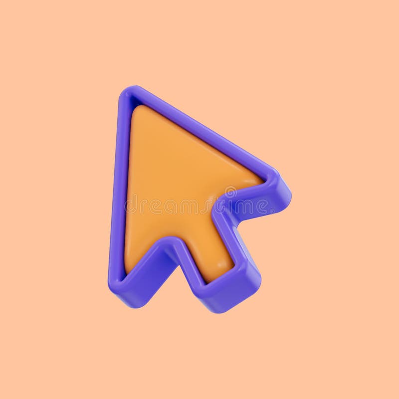 Cartoon Look Mouse Click Arrow Pointer Icon 3d Render Concept for ...