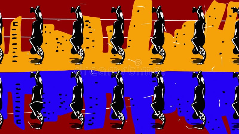 Cartoon Loop Dancers with Palm Trees and Headphones Stock Video - Video ...