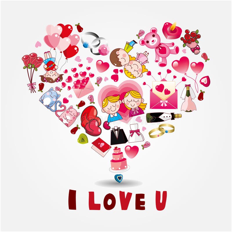 Cartoon love card stock vector. Illustration of celebration - 20469376