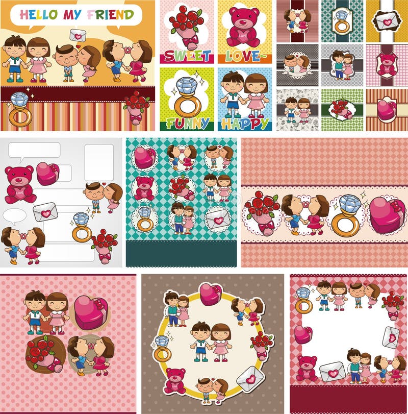 Cartoon love card stock vector. Illustration of birthday - 22751119