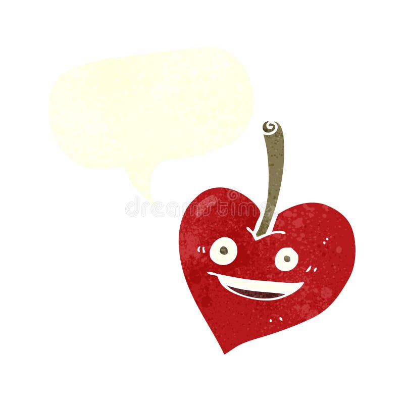 Cartoon Love Heart Apple with Speech Bubble Stock Illustration ...