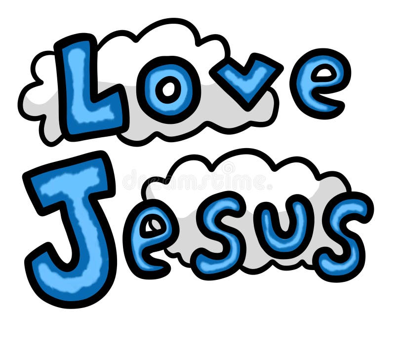 A Cartoon Love Jesus Icon stock illustration. Illustration of blue ...