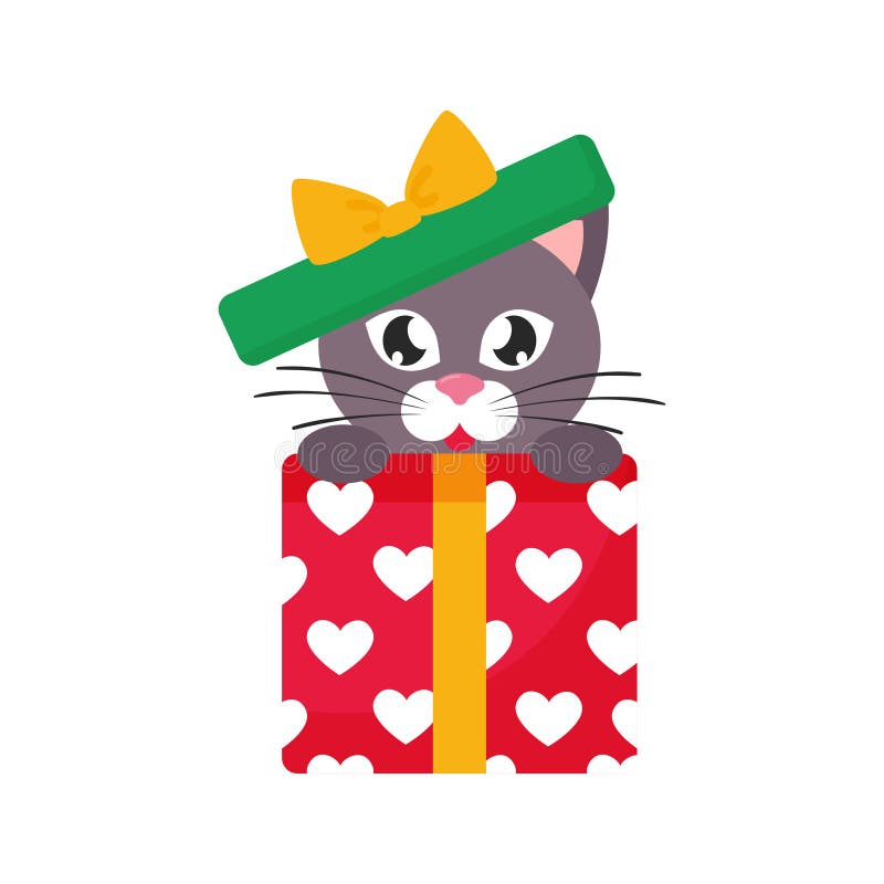 Cartoon Lovely Cat Gift with Text Vector Image Stock Vector ...