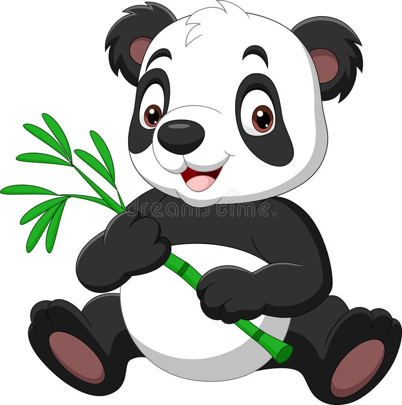 Cartoon Lustiger Panda Mit Bambus Vektor Abbildung - Illustration von ...