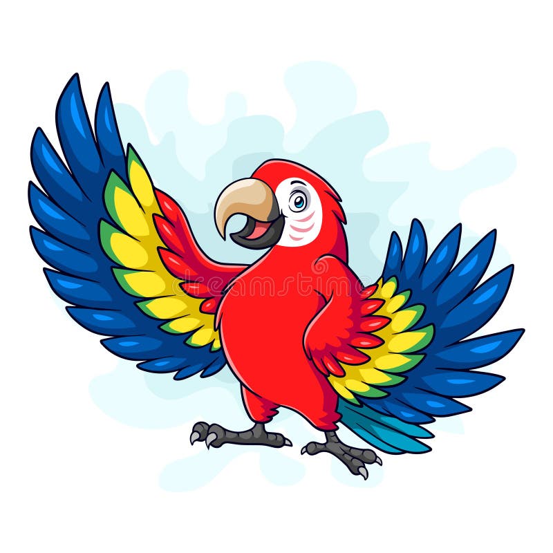 Cartoon Macaw Bird on White Background Stock Vector - Illustration of ...